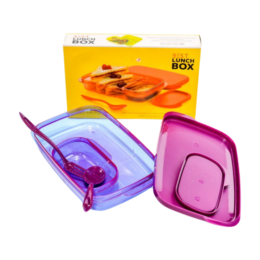 Lunch Box with spoon & Push Lock - Arbaana