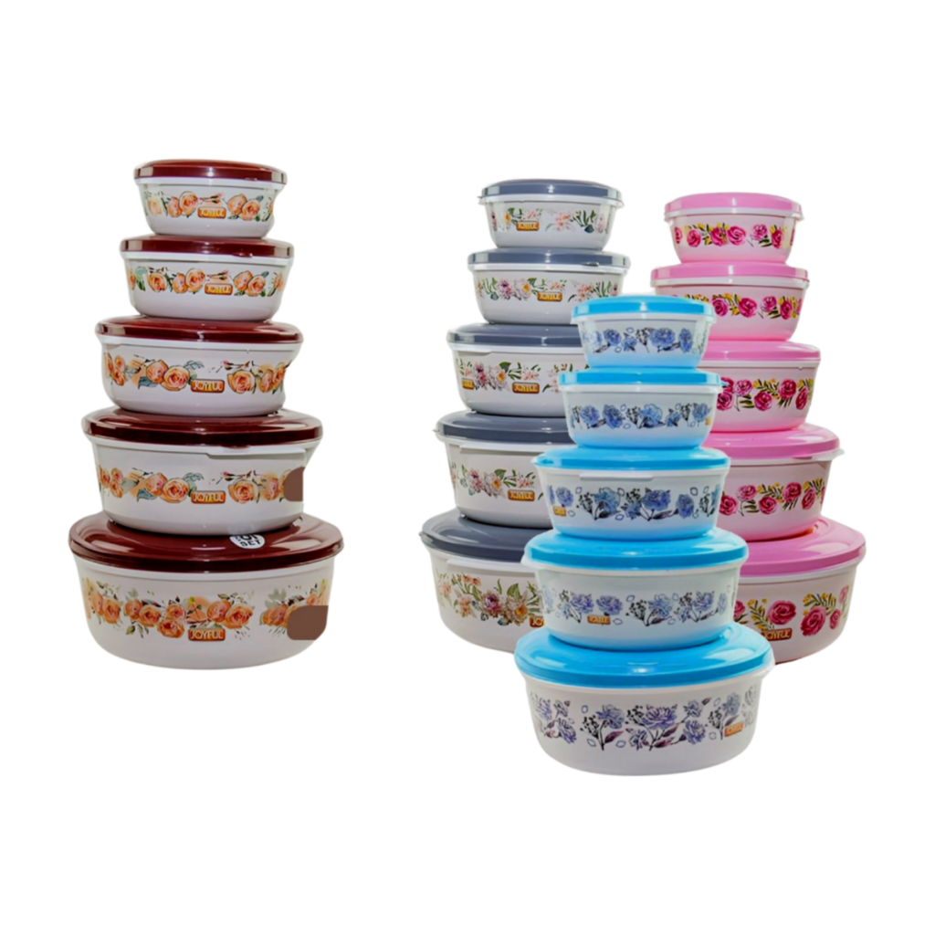 Plastic Round Container with Lid - Set of 5 Pcs - Arbaana