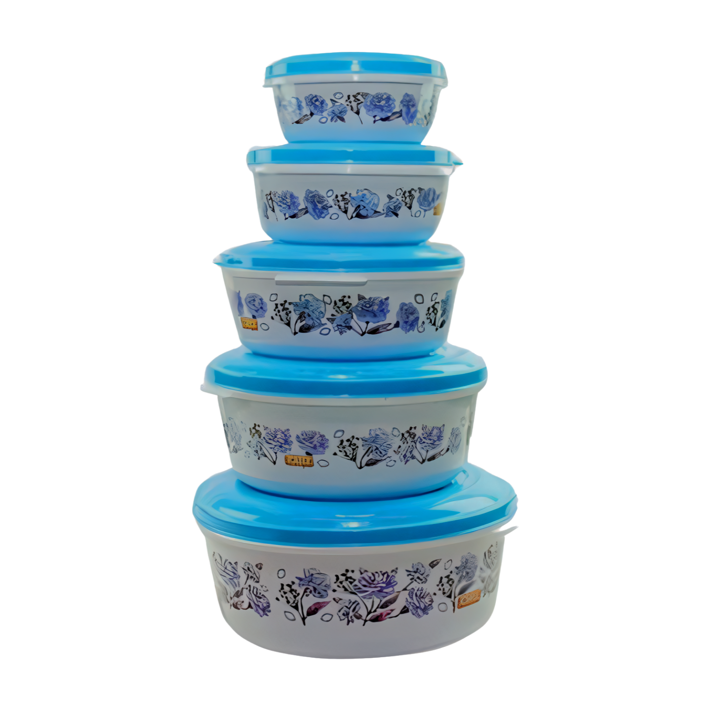 Plastic Round Container with Lid - Set of 5 Pcs - Arbaana