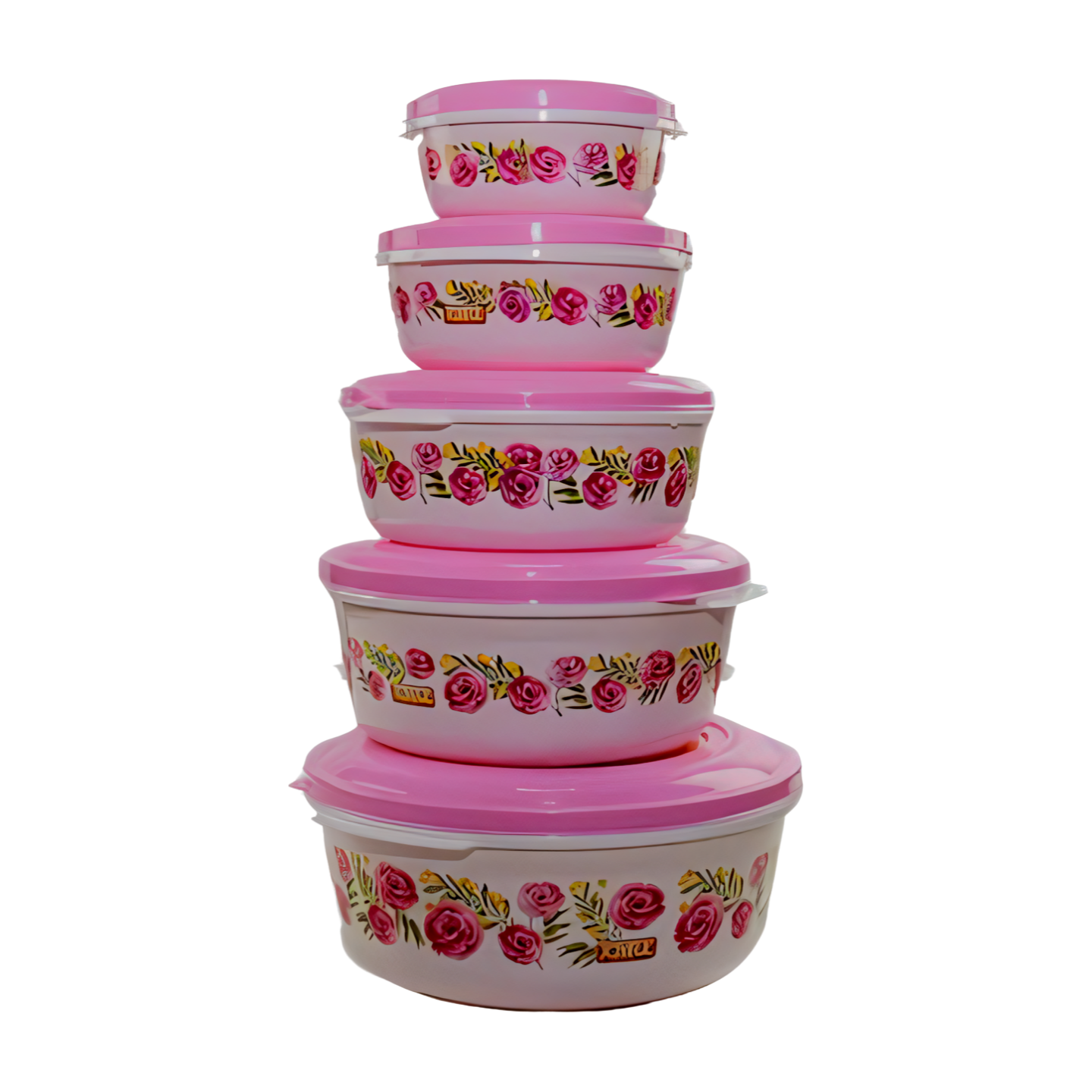 Plastic Round Container with Lid - Set of 5 Pcs - Arbaana